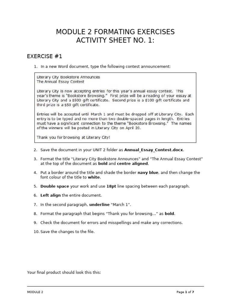 2 Formatting Exercises | PDF