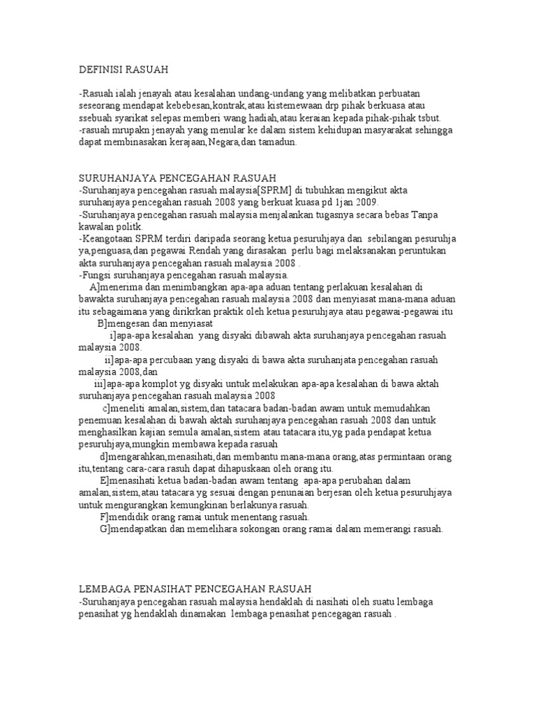 Definisi Rasuah | PDF