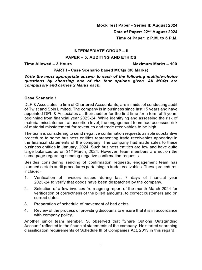 Auditing & Ethics - Questions | PDF