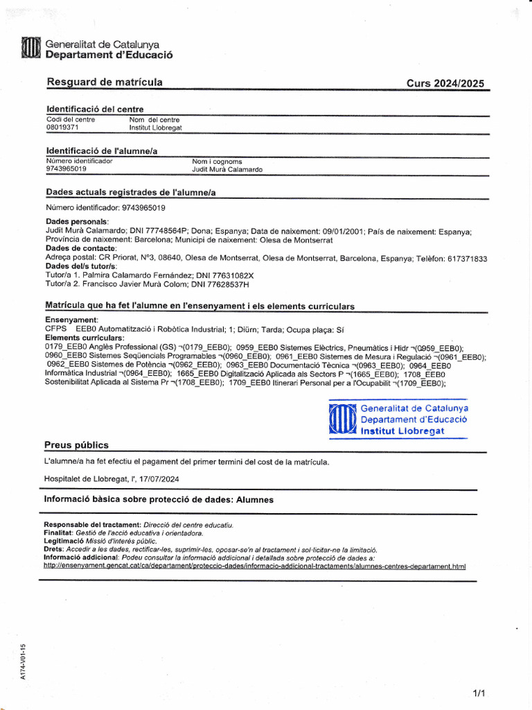 MuraJuditRM24 - Resguardo Matricula | PDF