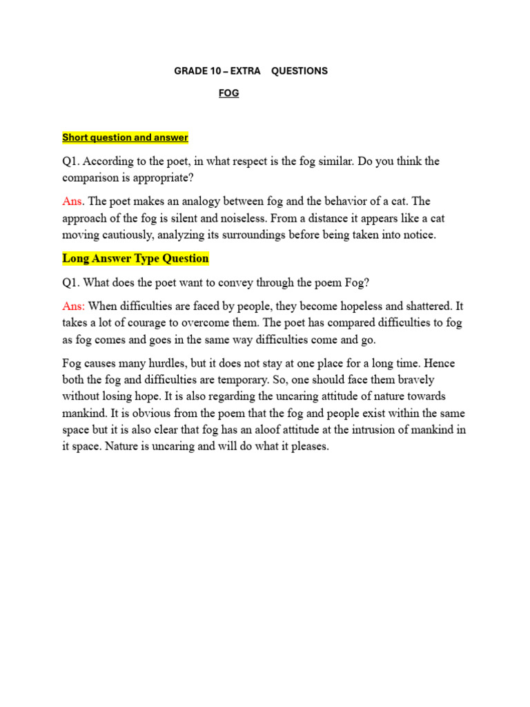 POEM- FOG | PDF