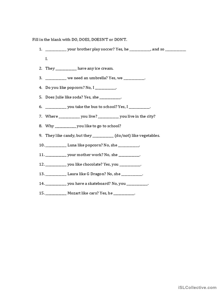 Do Does Practice | PDF