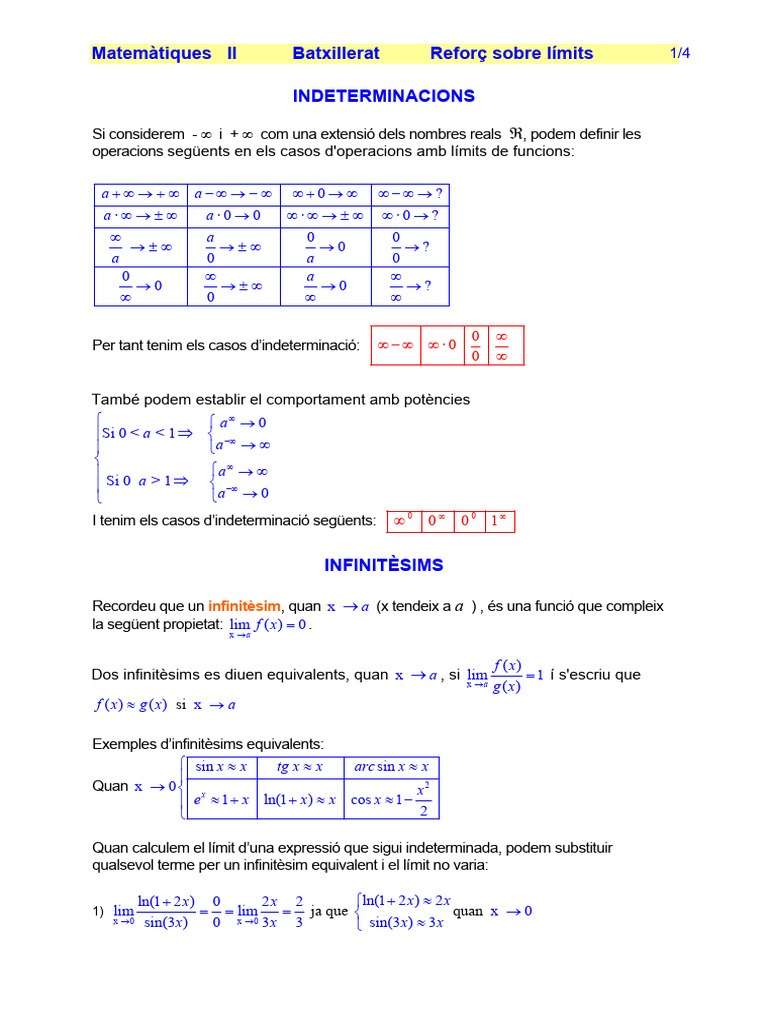 Indeterminaciones y Asímptotes en Límites | PDF | Funciones y mapeos