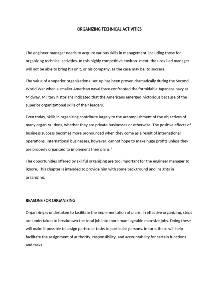 Organizing Technical Activities | PDF