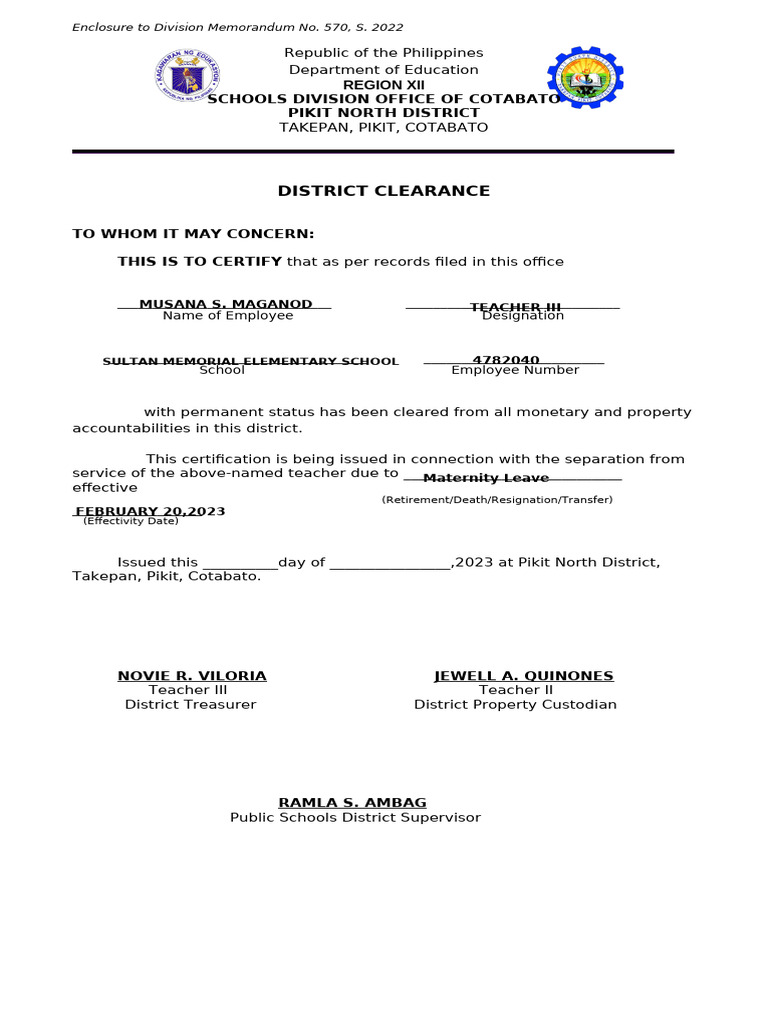 DISTRICT-CLEARANCE.docx-reehan | PDF