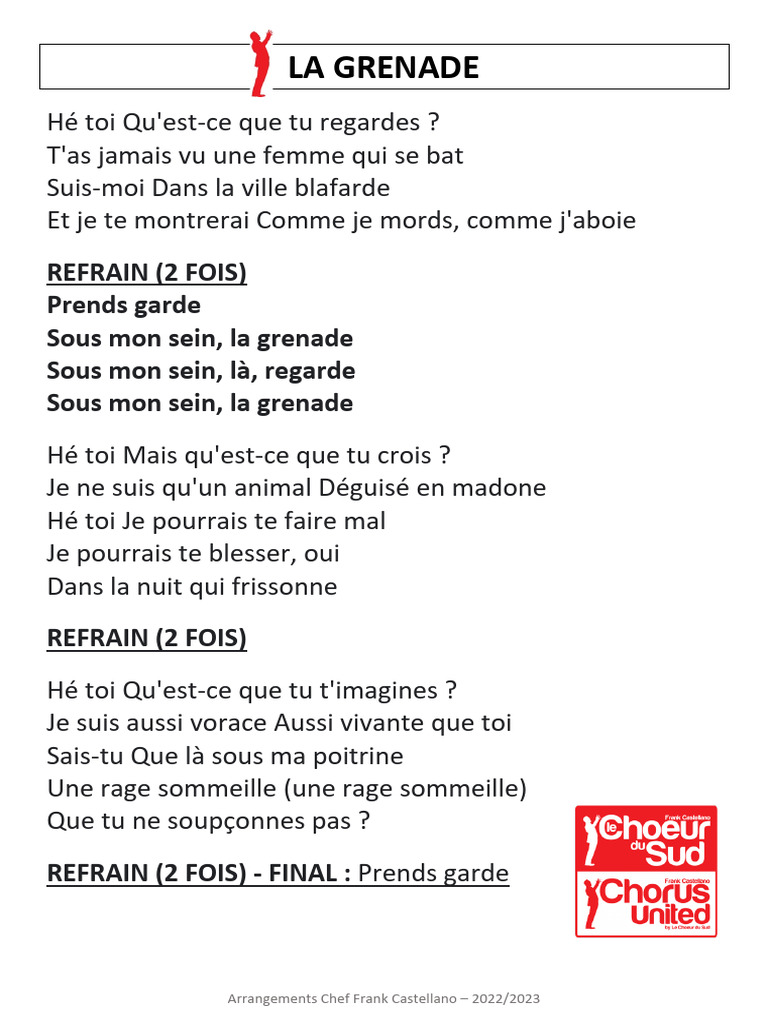 PAROLES LA GRENADE - 2023 | PDF