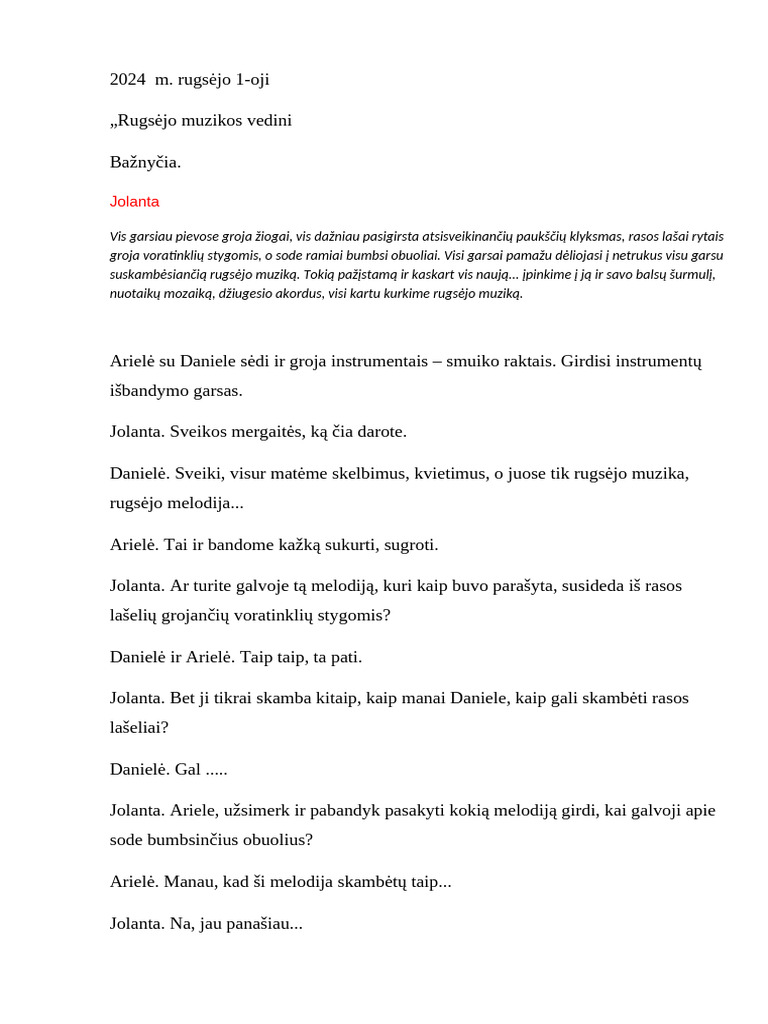 2024 M Rugsėjo 1 Scenarijus | PDF