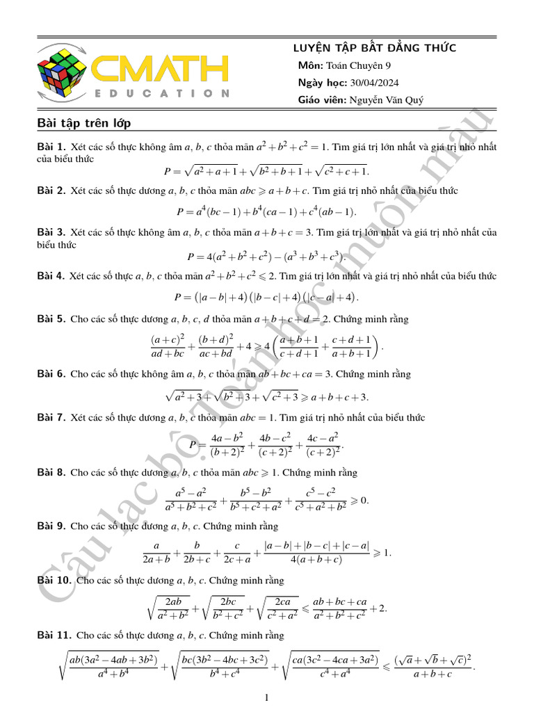 (L9BT) 30!04!2024 Luyen Tap Bat Dang Thuc | PDF