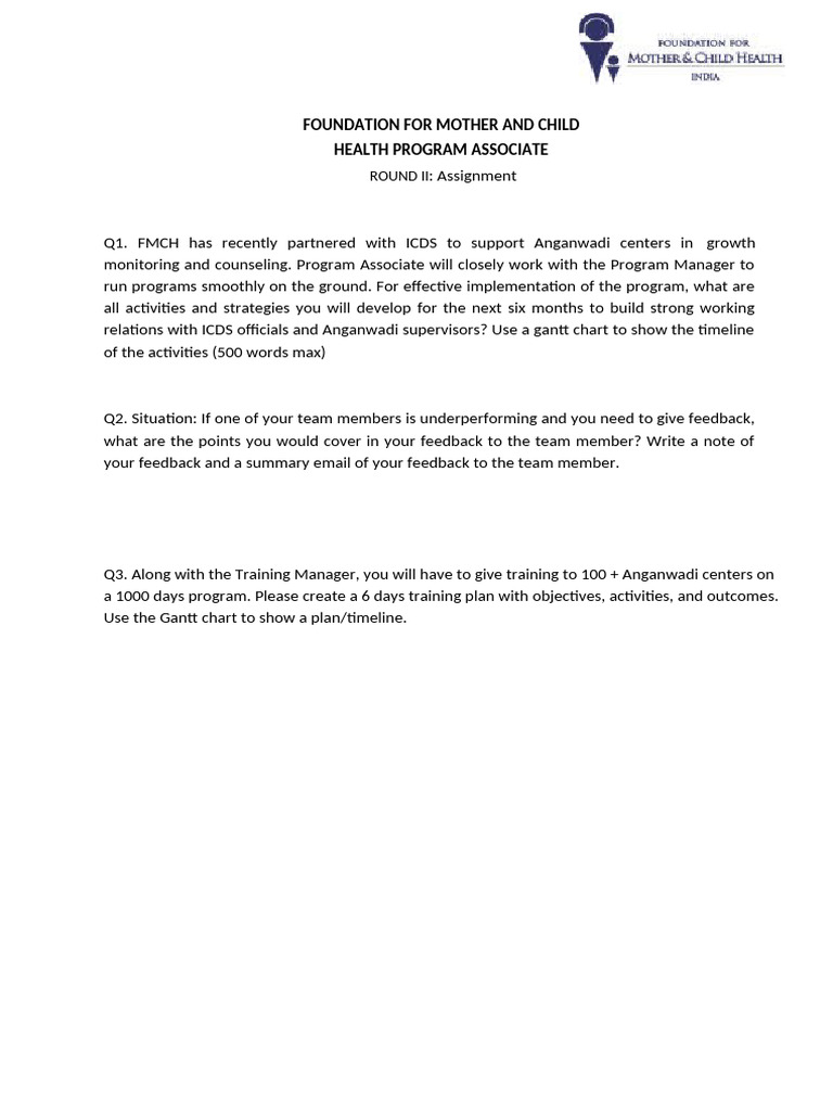 FMCH_ Assignment_ Ops Associate | PDF