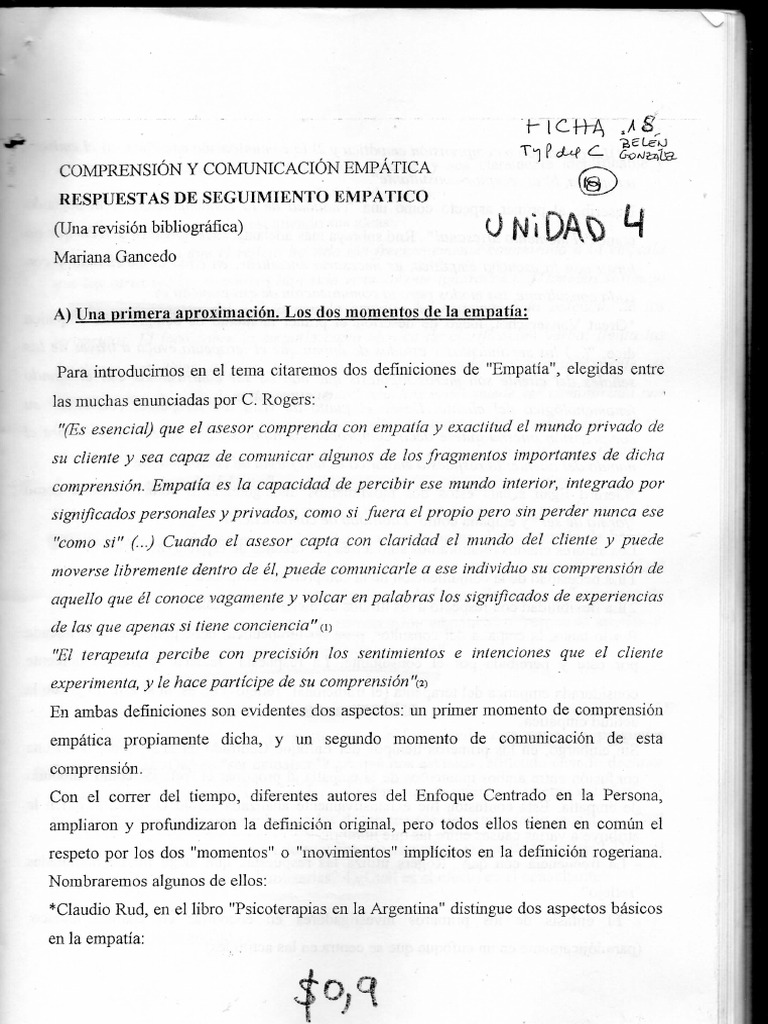 Comprensión y Comunicación Empática, Respuestas de Seguimiento Empático ...