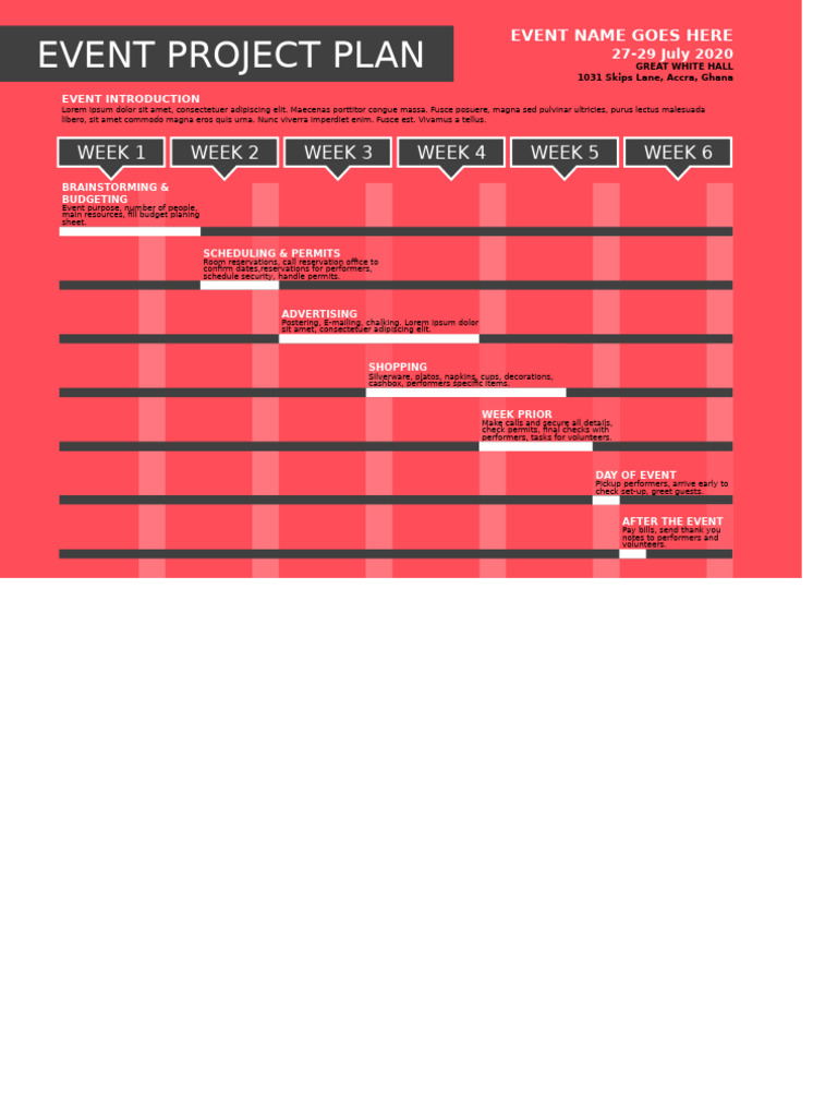 Event Project Plan Template - TemplateLab.com | PDF