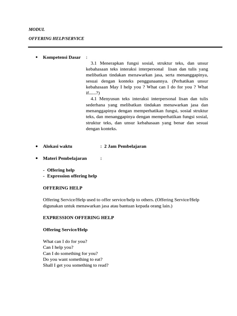 Modul Offering Help Kelas Xii Pdf