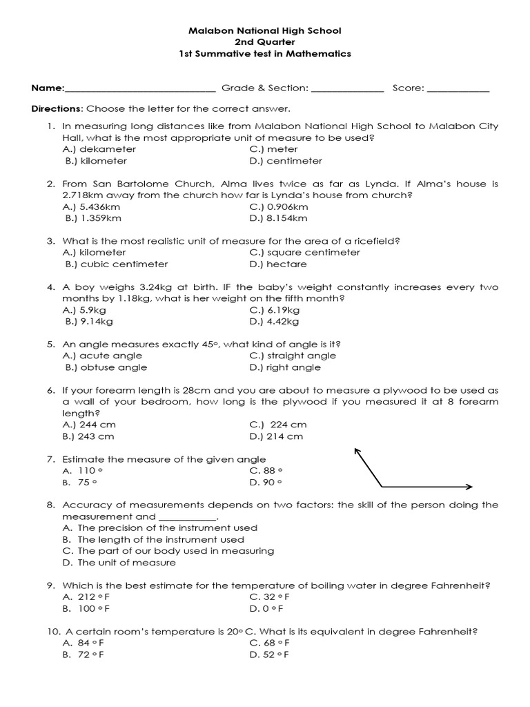 math summ 1 Q2 | PDF