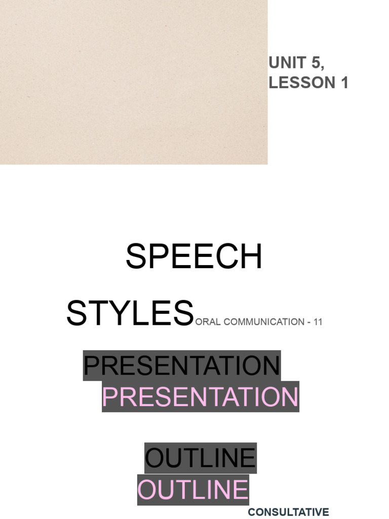Unit 5 Speech Styles | PDF