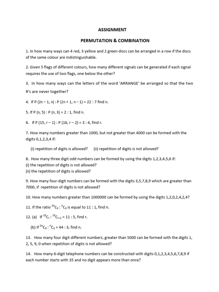 Permutation And Combination Pdf