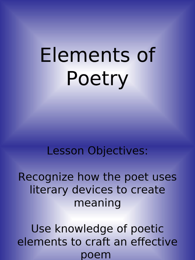 Elements of Poetry | PDF
