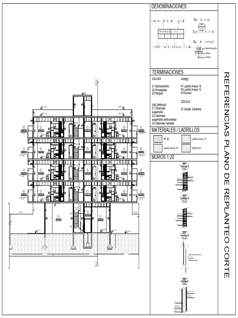 Corte Replanteo | PDF | Ingeniería de Edificación | Materiales de construcción