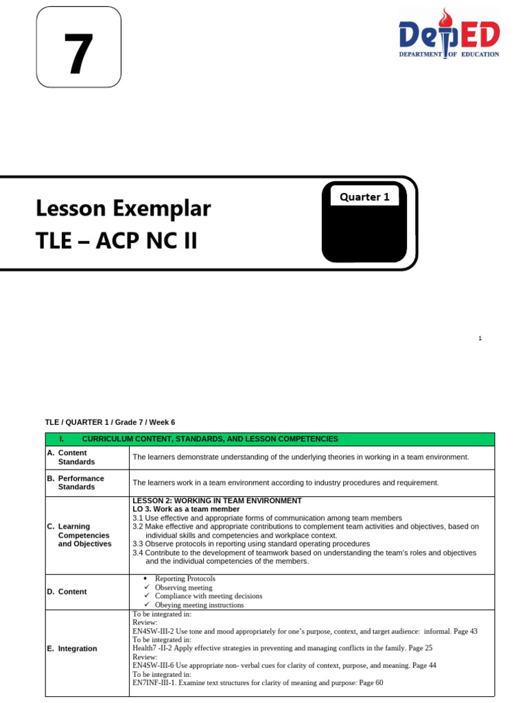 Q1 LE TLE 7 Lesson 2 Week 6 | PDF