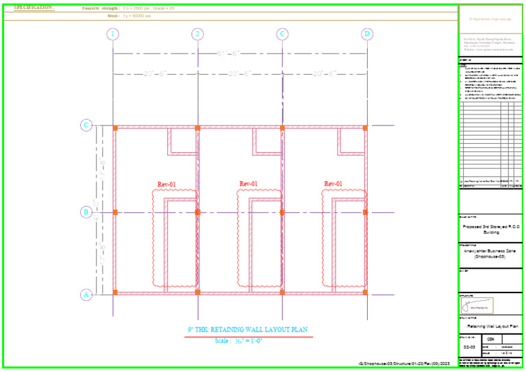 Rev-01 Rev-01 Rev-01: 9" THK: Retaining Wall Layout Plan Scale: " 1'-0 ...