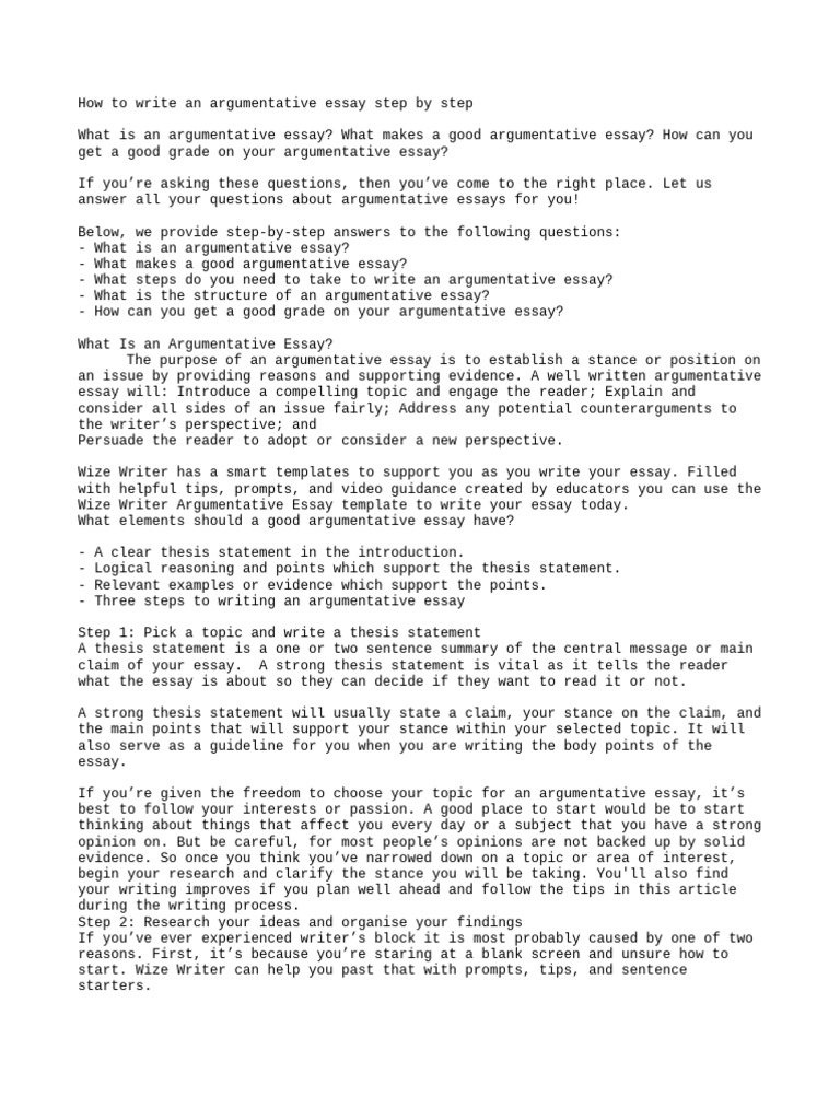How To Write An Argumentative Essay Step by Step | PDF