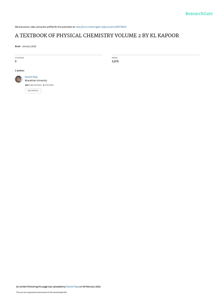 KL Kapoor Vol. 2 - Thermodynamics CH1101 | PDF