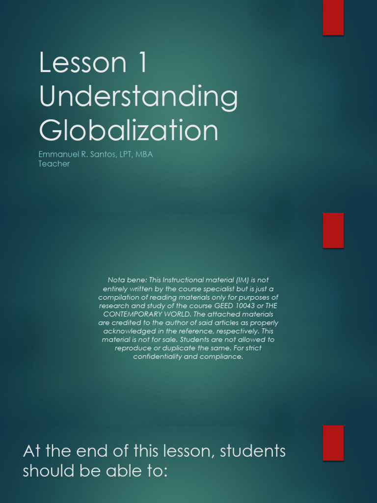 Lesson 1 Understanding Globalization | PDF