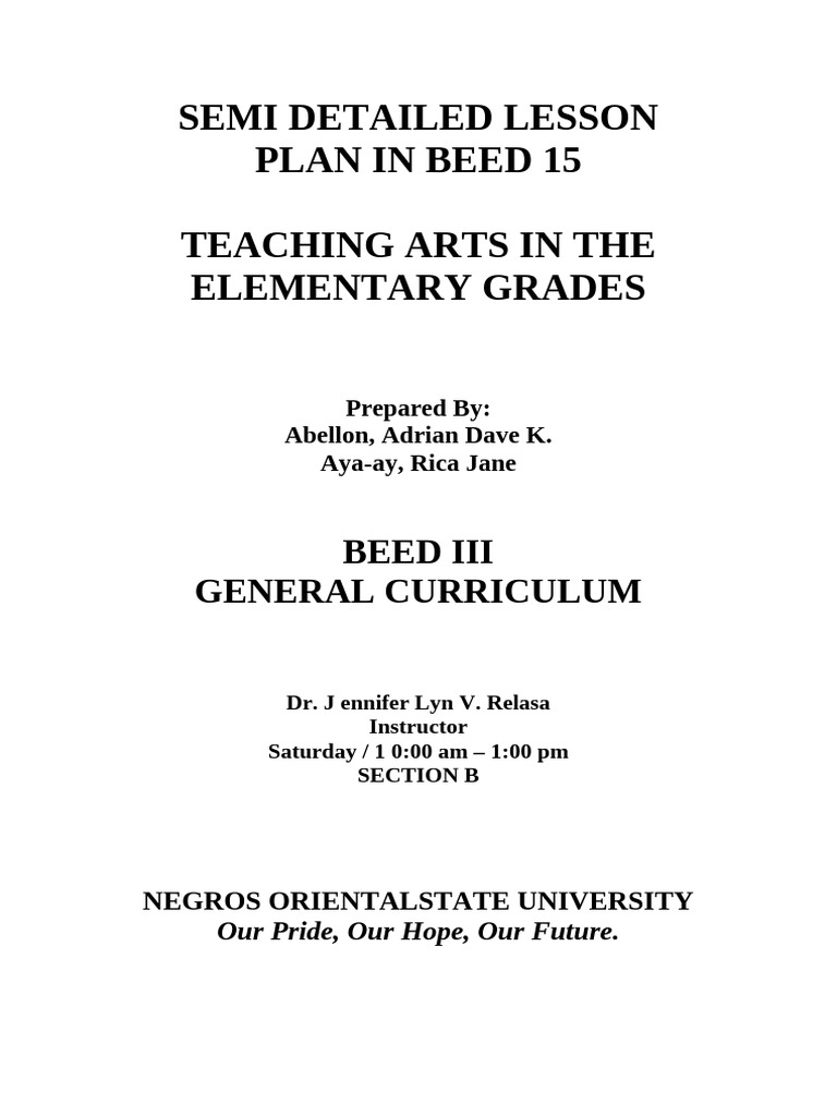 Semi Detailed Lesson Plan in Beed 15 Abellon. | PDF