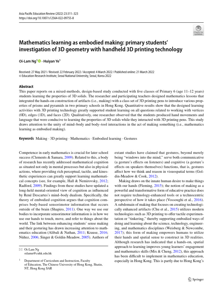Mathematics Learning As Embodied Making | PDF