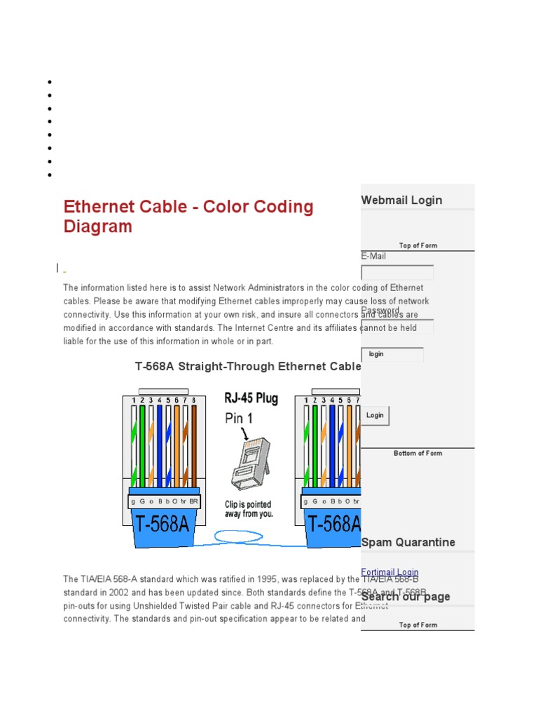 Ethernet Cable Color Coding Guide | PDF | Home & Garden | Technology ...