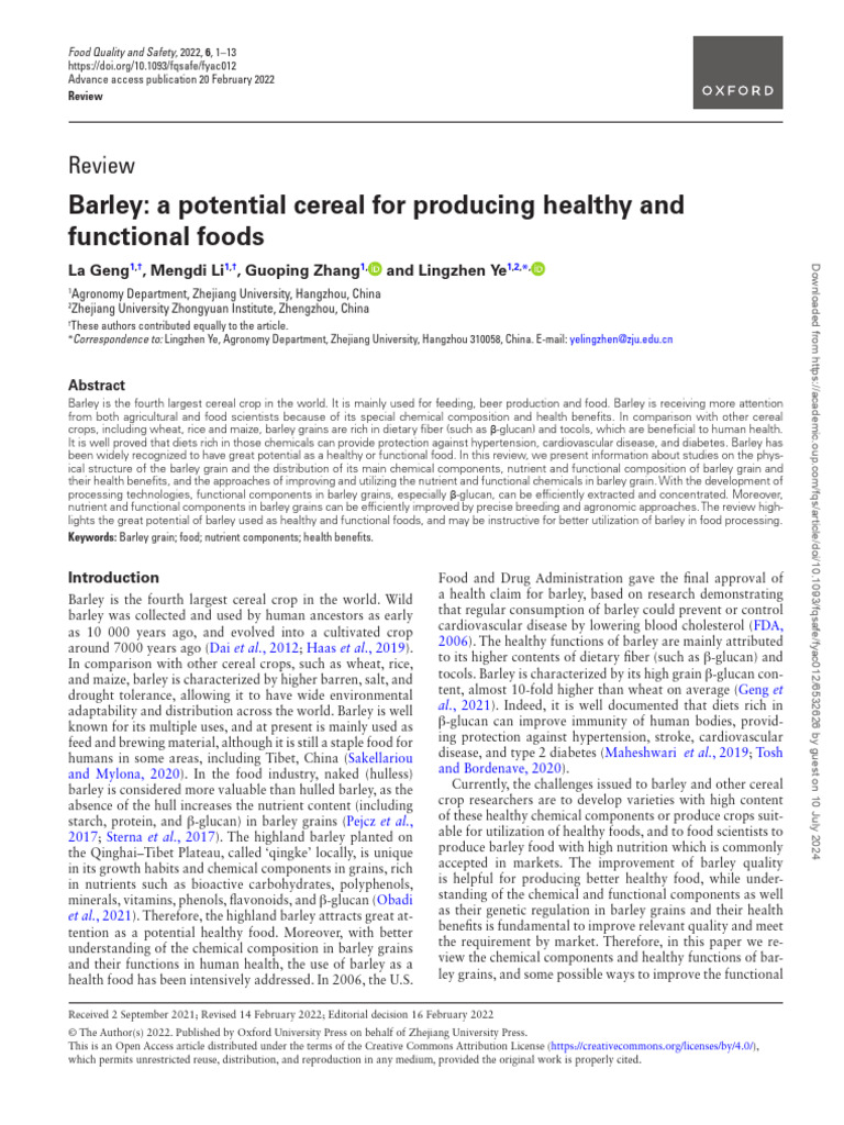 Review-Food Quality and Safety | PDF