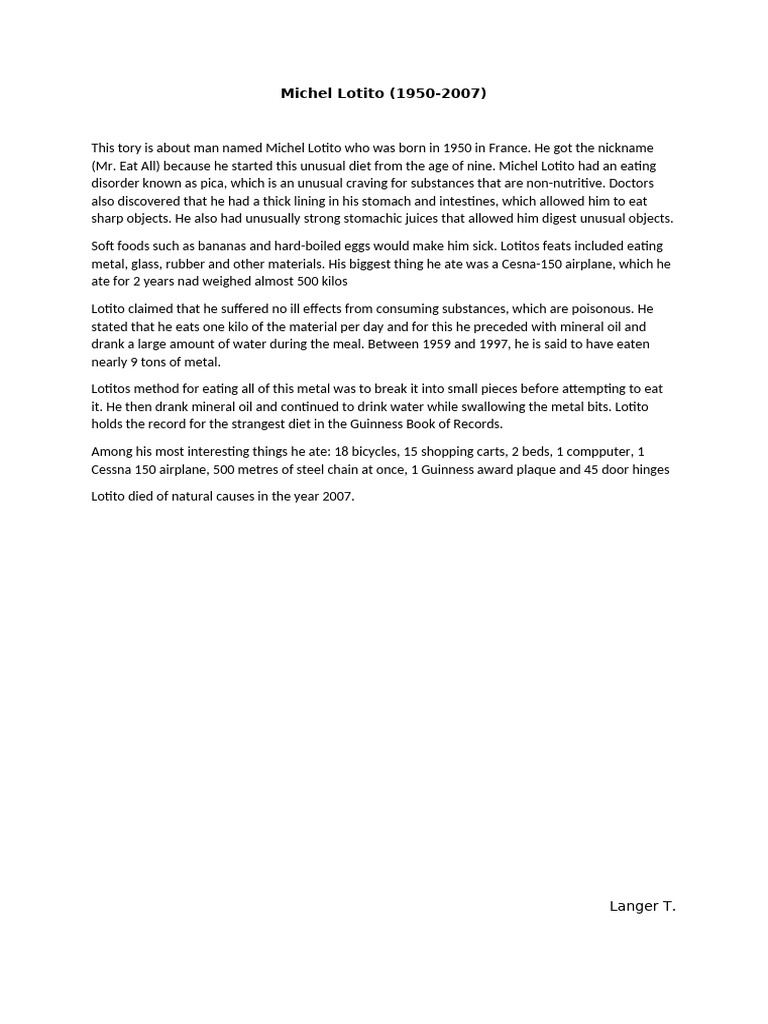 Michel Lotito Langer | PDF