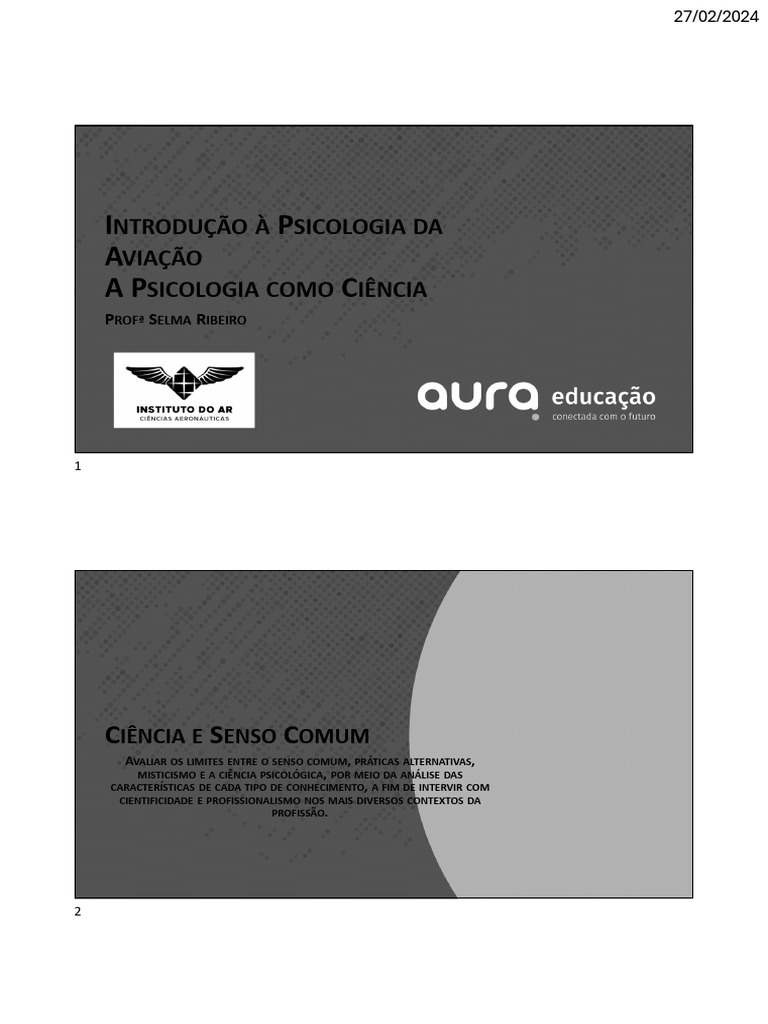 Aula 1 - PSIAV - Ci Ncia e Senso Comum | PDF