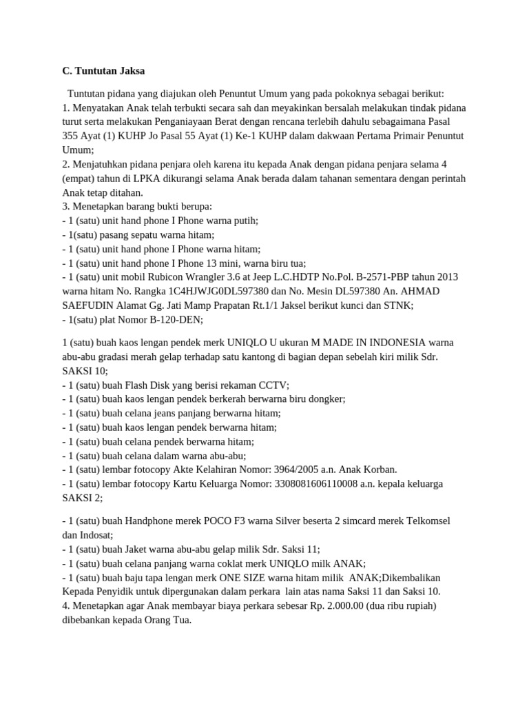C. Tuntutan Jaksa Rev | PDF