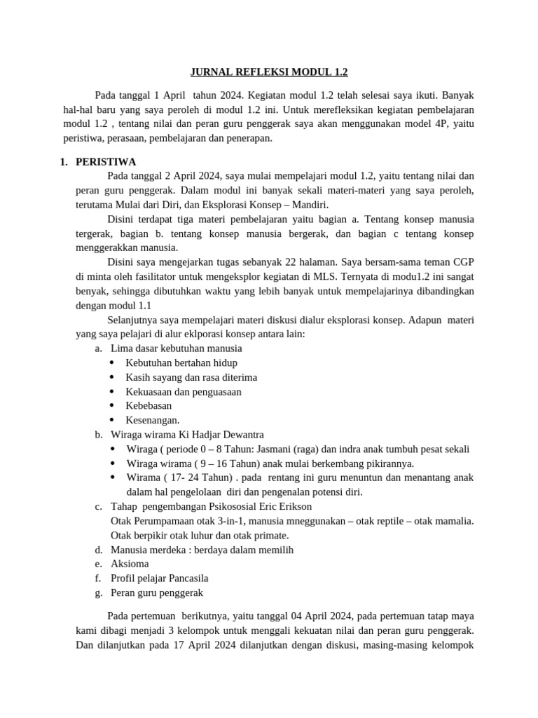 Jurnal Refleksi Modul 1 .2 | PDF