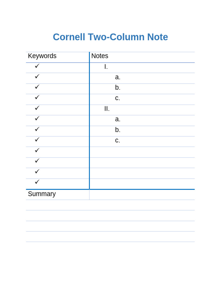 Cornell Two-Column Note-WPS Office | PDF
