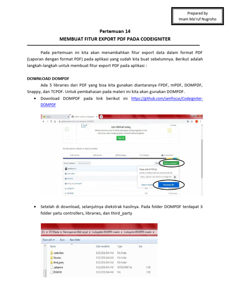 Pertemuan 14 - Fitur Export PDF Pada Codeigniter | PDF