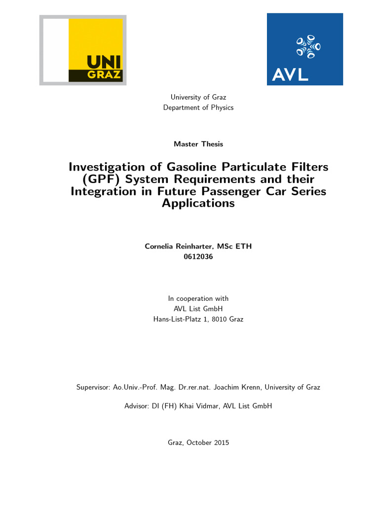 Investigation of Gasoline Particulate Filters (GPF) System Requirements ...