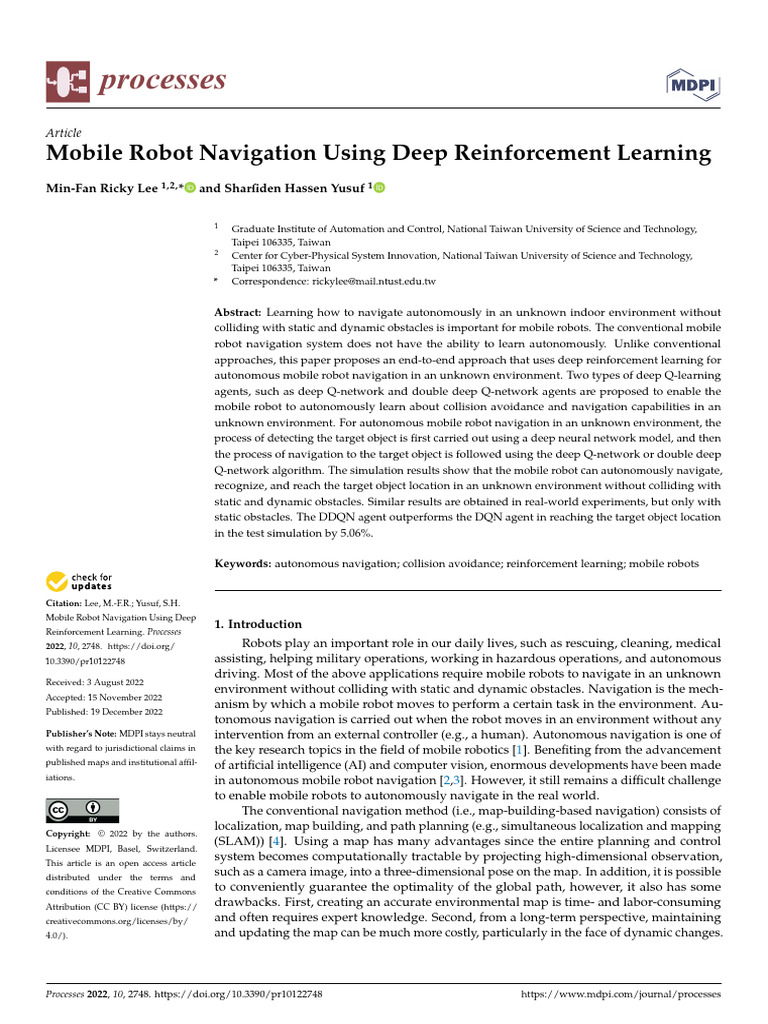 Mobile Robot Navigation Using Deep Reinforcement L | PDF