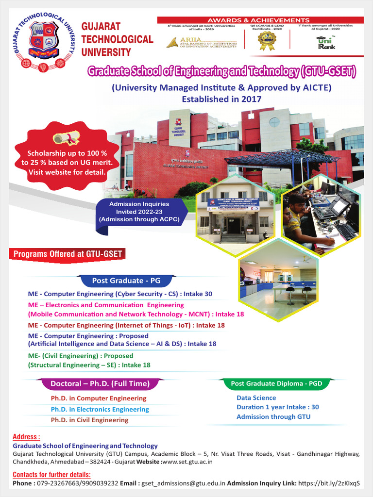 GTU GSET Information Brochure - 2022 23 | PDF