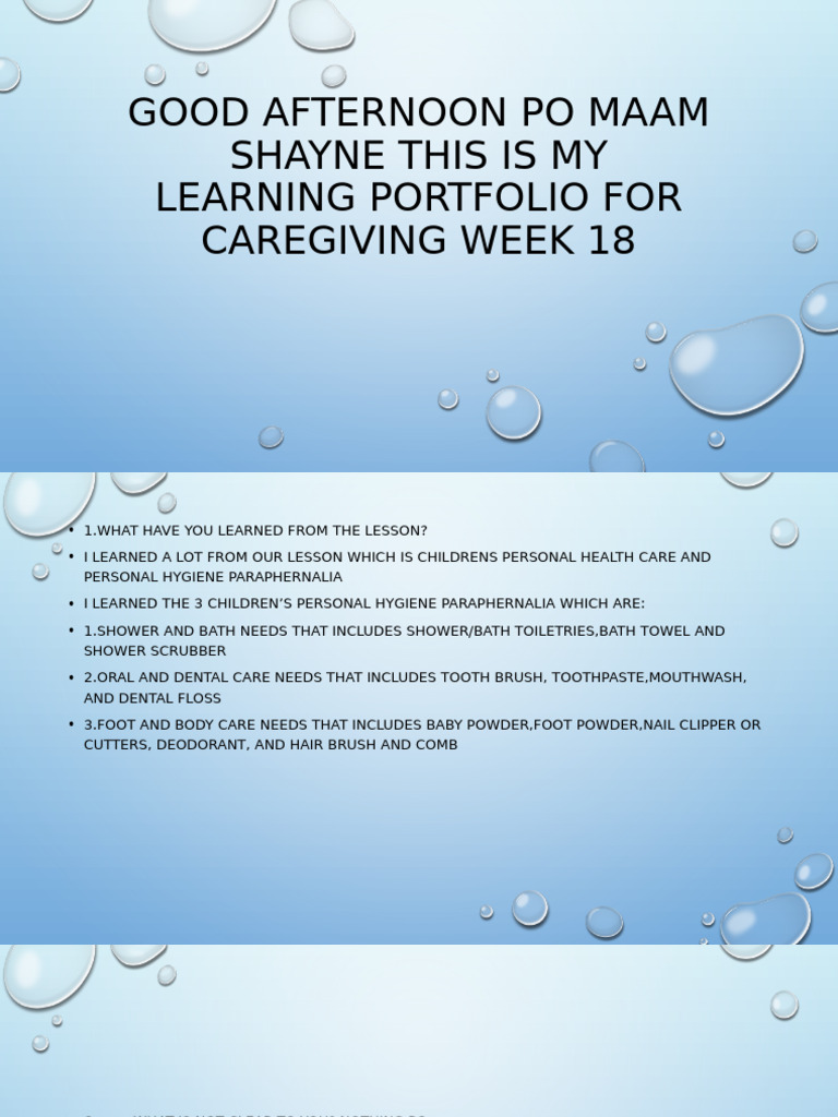 Caregiving Week 18 Module Learning Portfolio | PDF