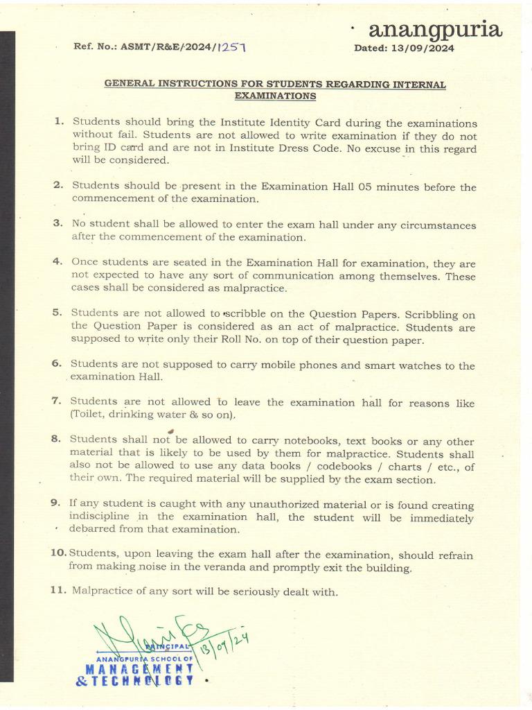 General Instruction For Students | PDF