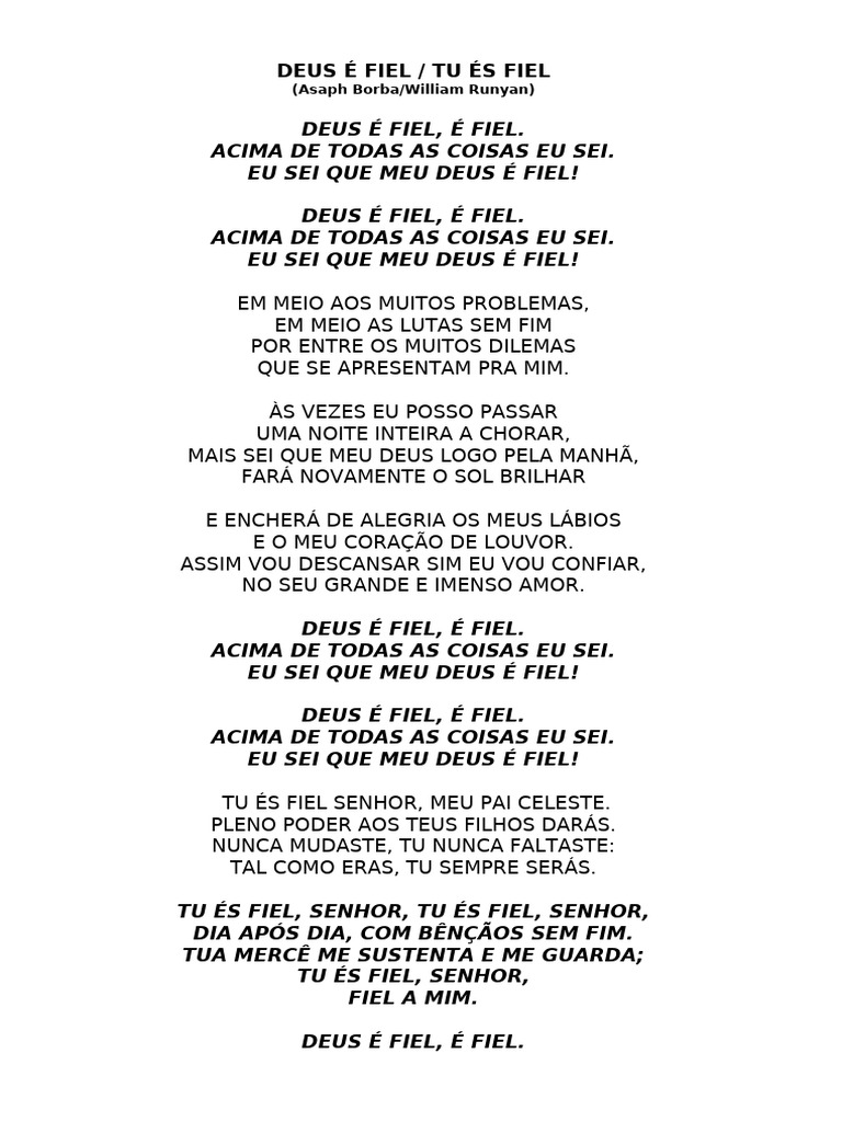 Deus É Fiel - Tu És Fiel | PDF