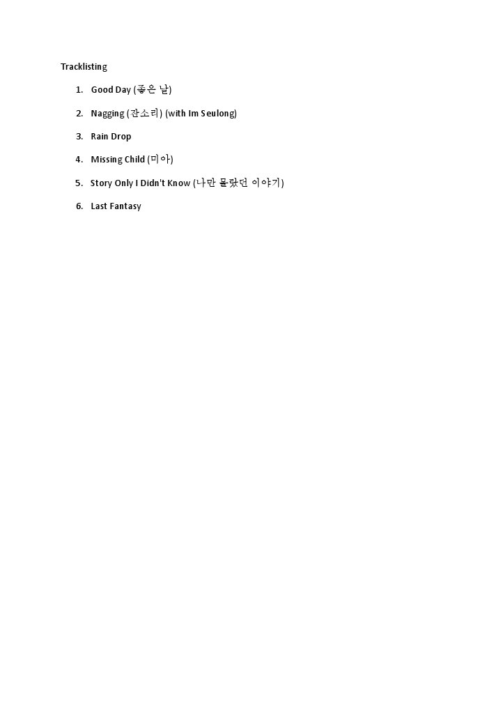K-Pop Tracklist: Good Day & More | PDF