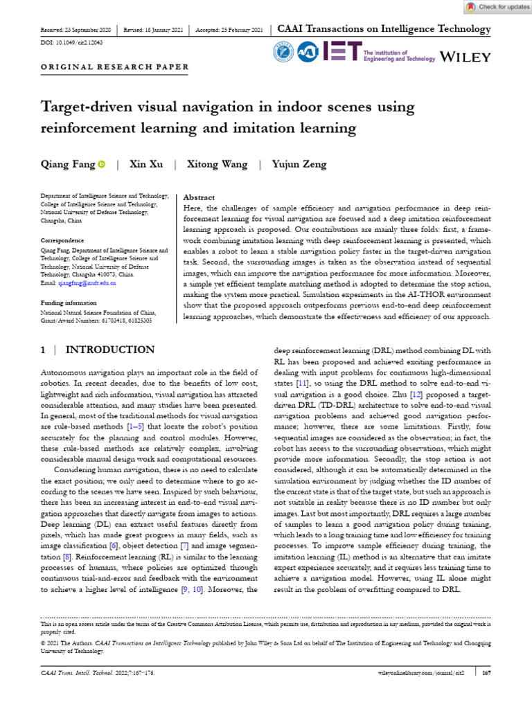 Target Driven Visual Navigation in Indoor Scenes Using Reinforcement Learning and | PDF