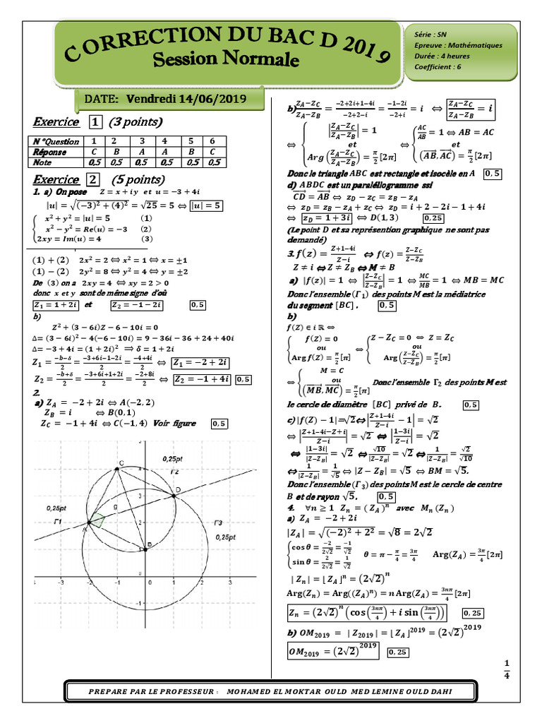 Correction Du Bac D 2019 SN PDF | PDF