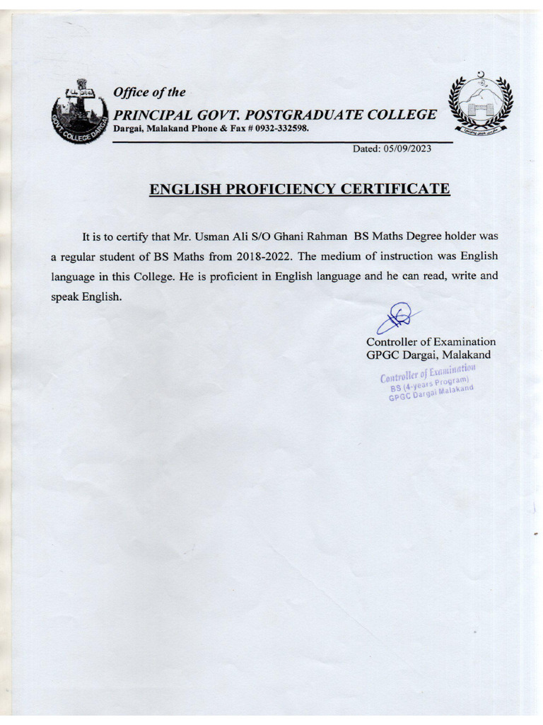 English Proficiency | PDF