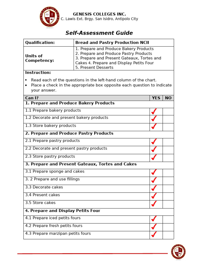 Self Assessment Guide | PDF