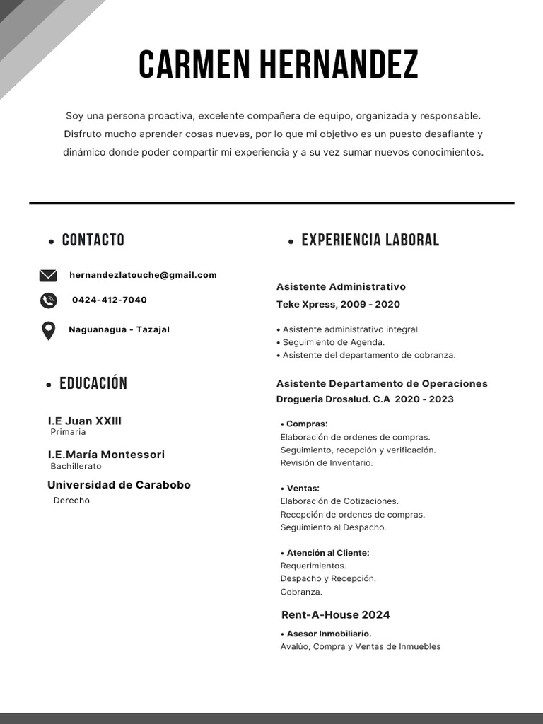 Cv carmen.. asistente -ventas | PDF