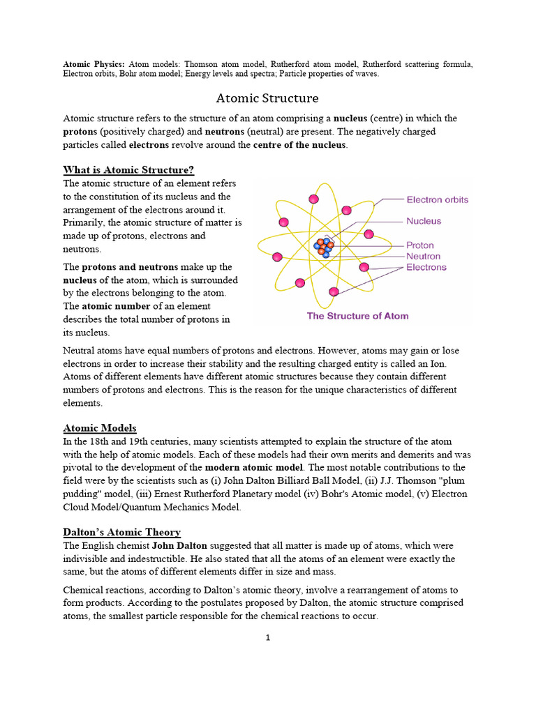 Atomic Structure | PDF