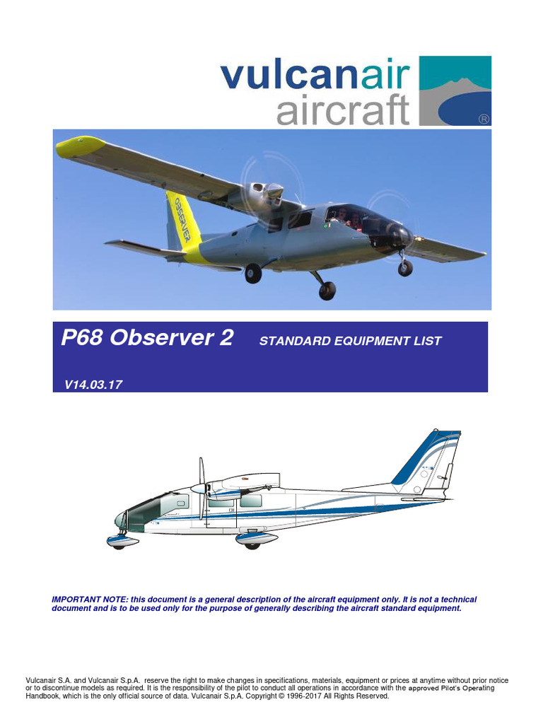 P68 Obs 2 Standard Equipment | PDF